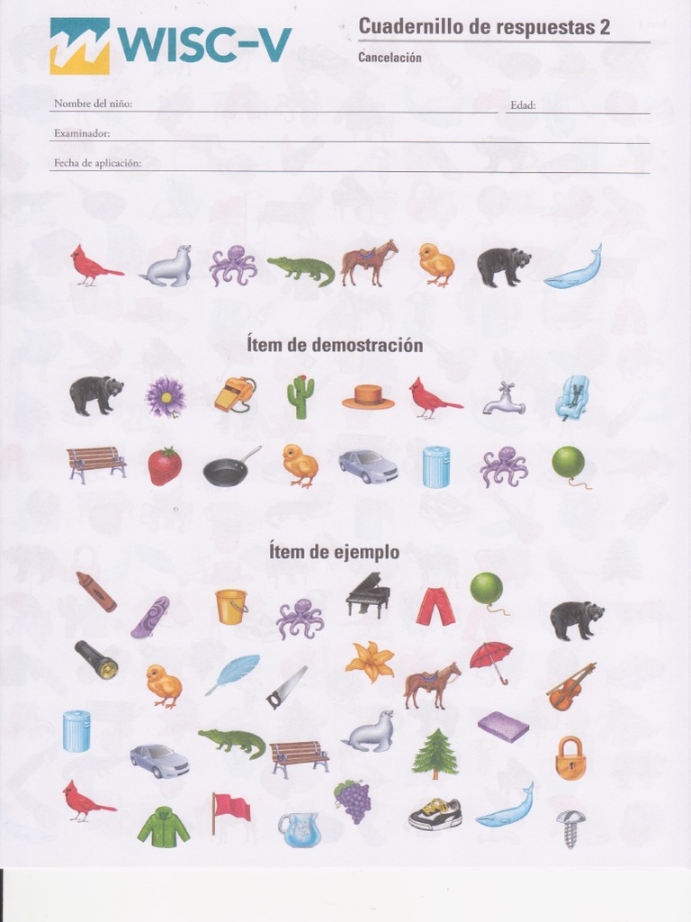 CUADERNILLO Respuestas 2-Animales WISC V | PDF