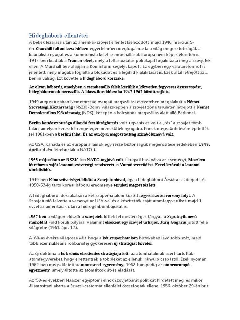 Hidegháború Ellentétei | PDF