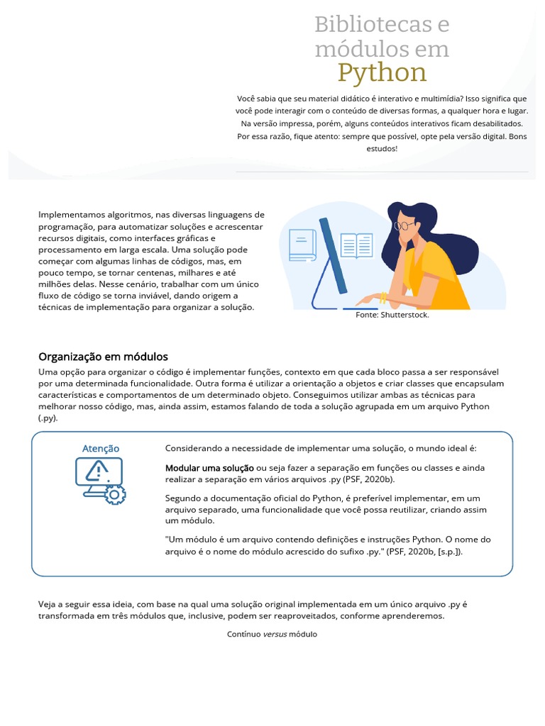 Bibliotecas e Modulos em Python | PDF | Python (linguagem de ...