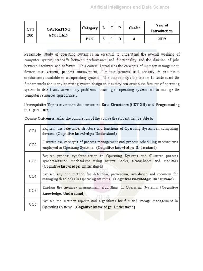 Os Syllabus Pdf Process Computing Scheduling Computing