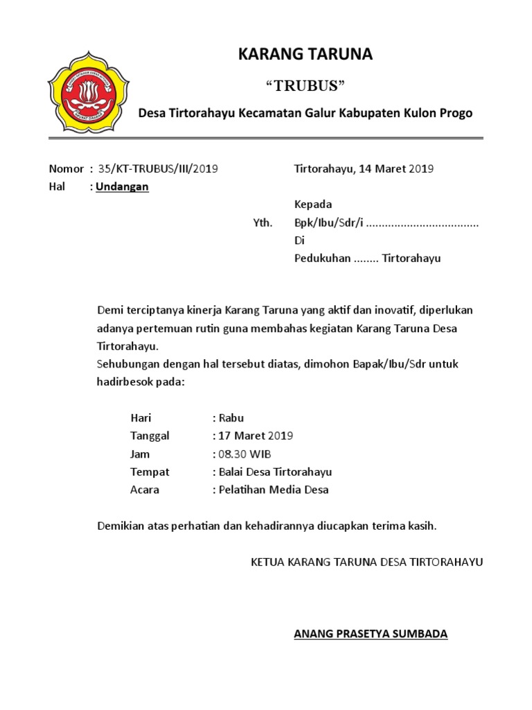 Undangan - Pembubaran Panitia | PDF