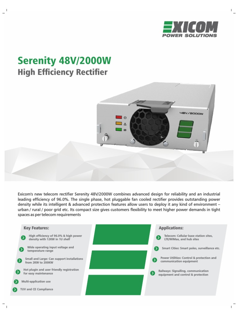 Serenity-48V 2000W PDF | PDF | Rectifier | Alternating Current