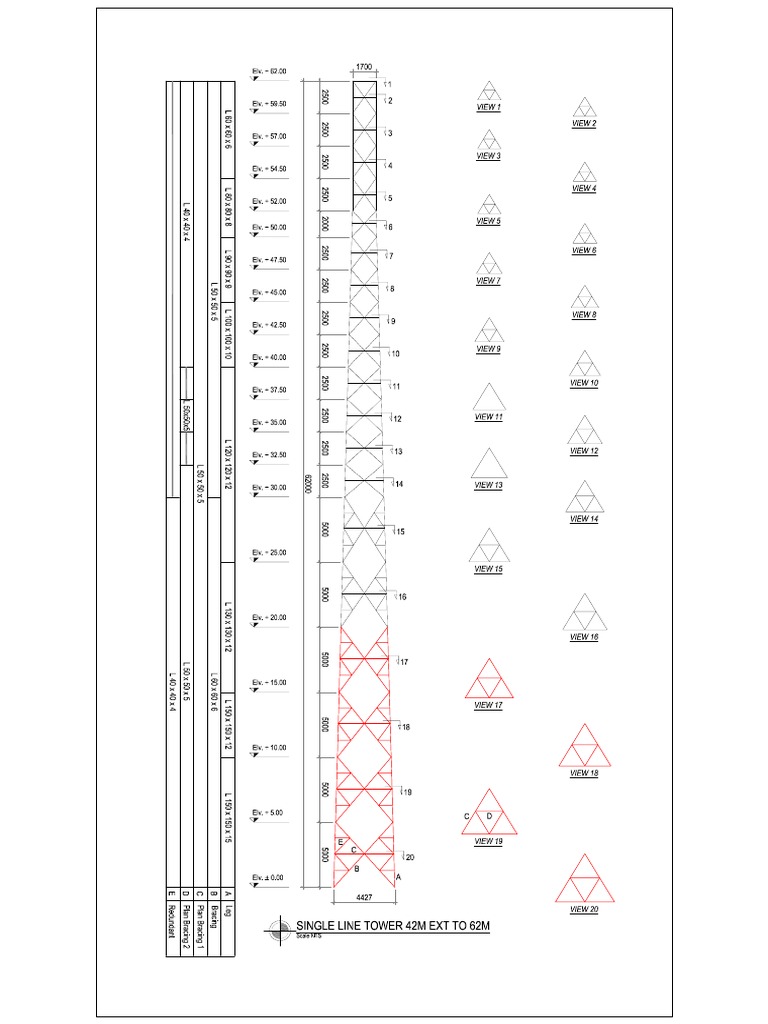 Outline Tower 42M Ext To 62M 3leg PDF | PDF