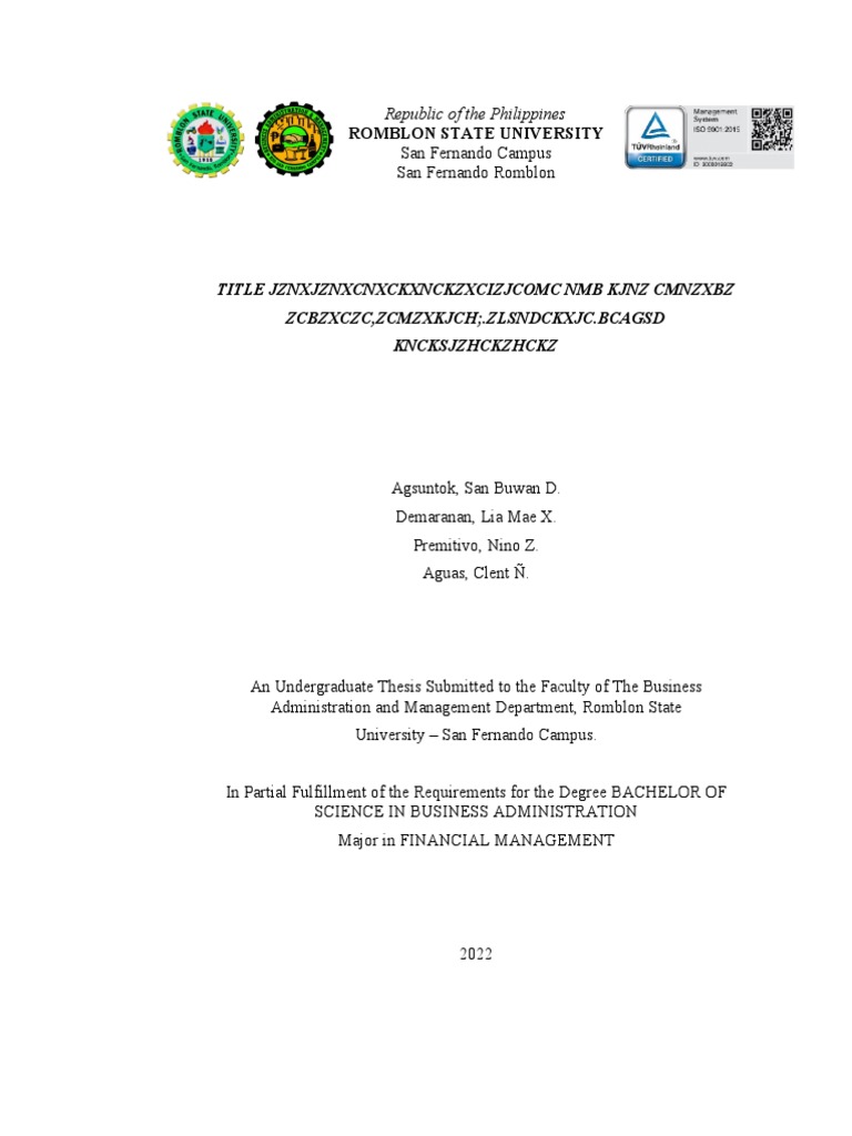 Title Defense Format (Updated) - 022313 | Download Free PDF | Sampling (Statistics) | Methodology
