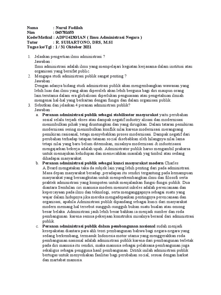 TUGAS 1 LMS IAN (Nurul Fadilah) PDF | PDF