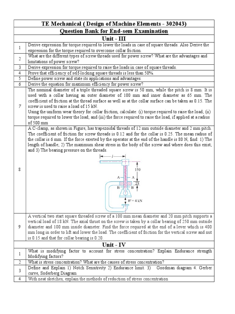 TE - 2019 - Design of Machine Elements PDF | PDF