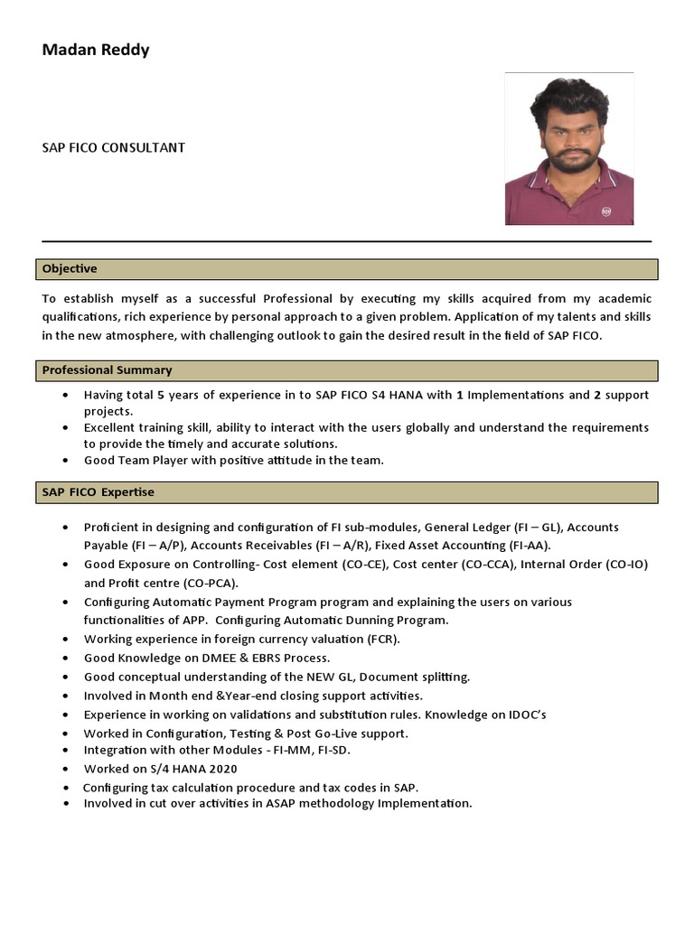 Madan Reddy - SAP FICO | PDF | Business | Economies