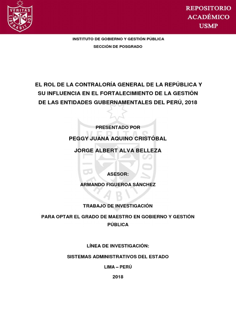 El Rol de La Contraloría General de La República PDF | PDF | Auditoría ...
