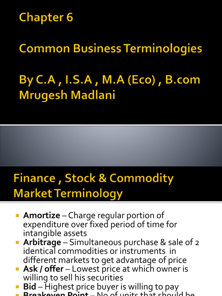 Chapter 6 Common Business Terminologies PDF | PDF | Stocks | Bonds ...