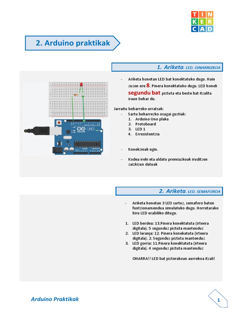 Tinkercad. Arduino Praktikak - PDF Fitxategiaren Kopia PDF | PDF