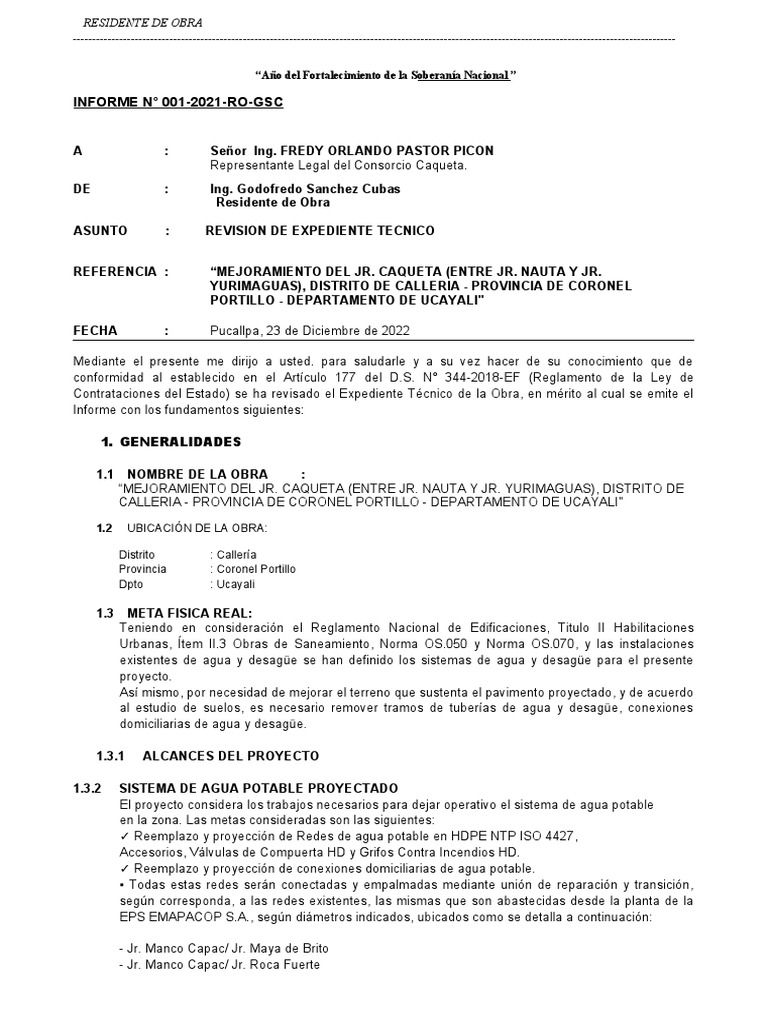 INFORME N°01 - 2021 - Revision de ET.docx | PDF | Alcantarillado ...