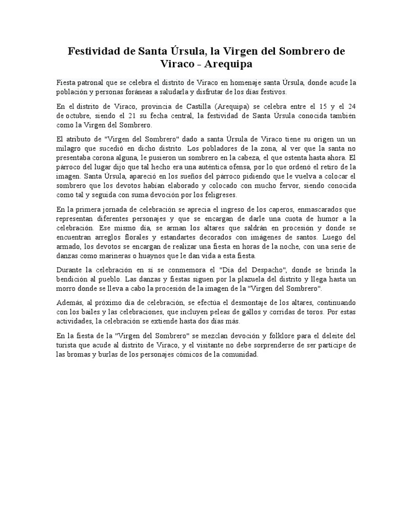 Festividad de Santa Úrsula | PDF