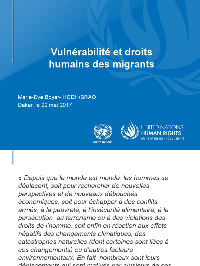 Vulnérabilité et droits humains des migrants-WARO-mai2017.pptx | PDF ...