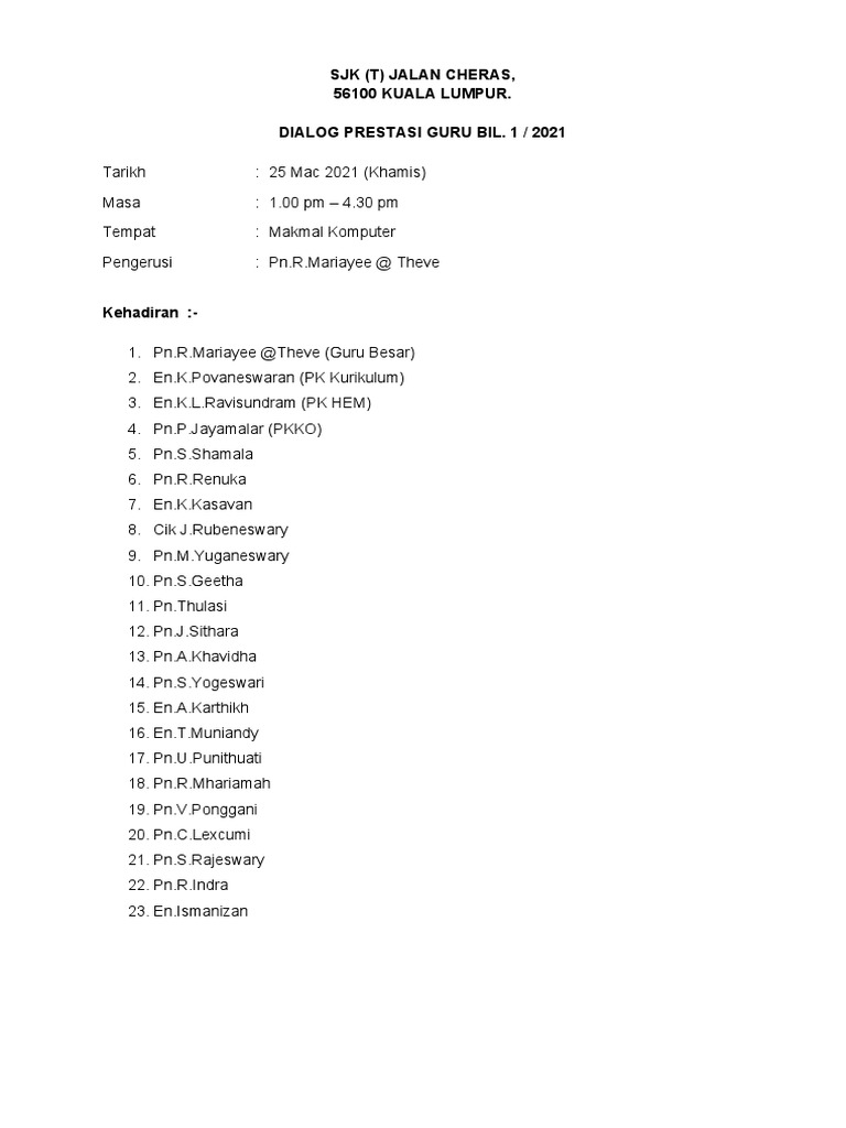 Dialog Prestasi Kali 1 2021 | PDF