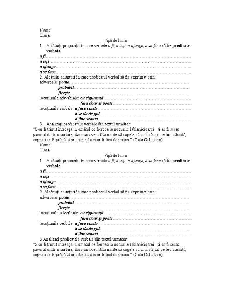 Predicatul Verbal | PDF