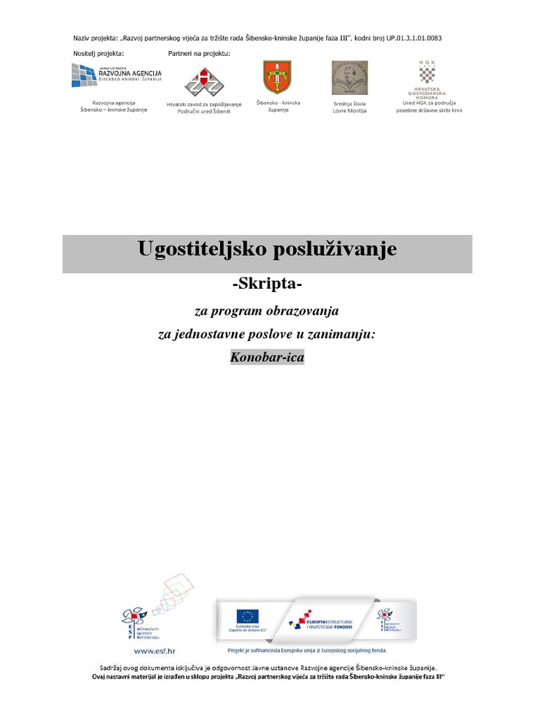 Ugostiteljstvo Skripta PDF | PDF