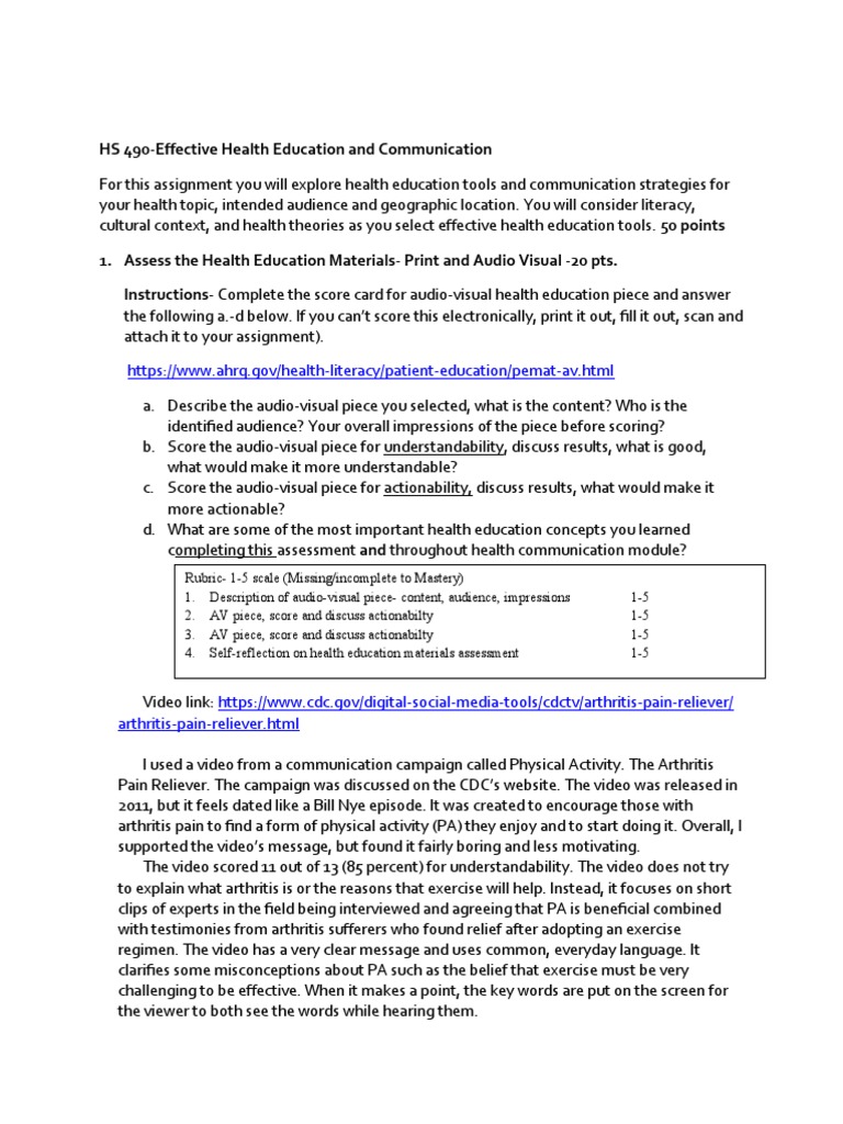 Health Education Communication Assignment | Download Free PDF | Social ...
