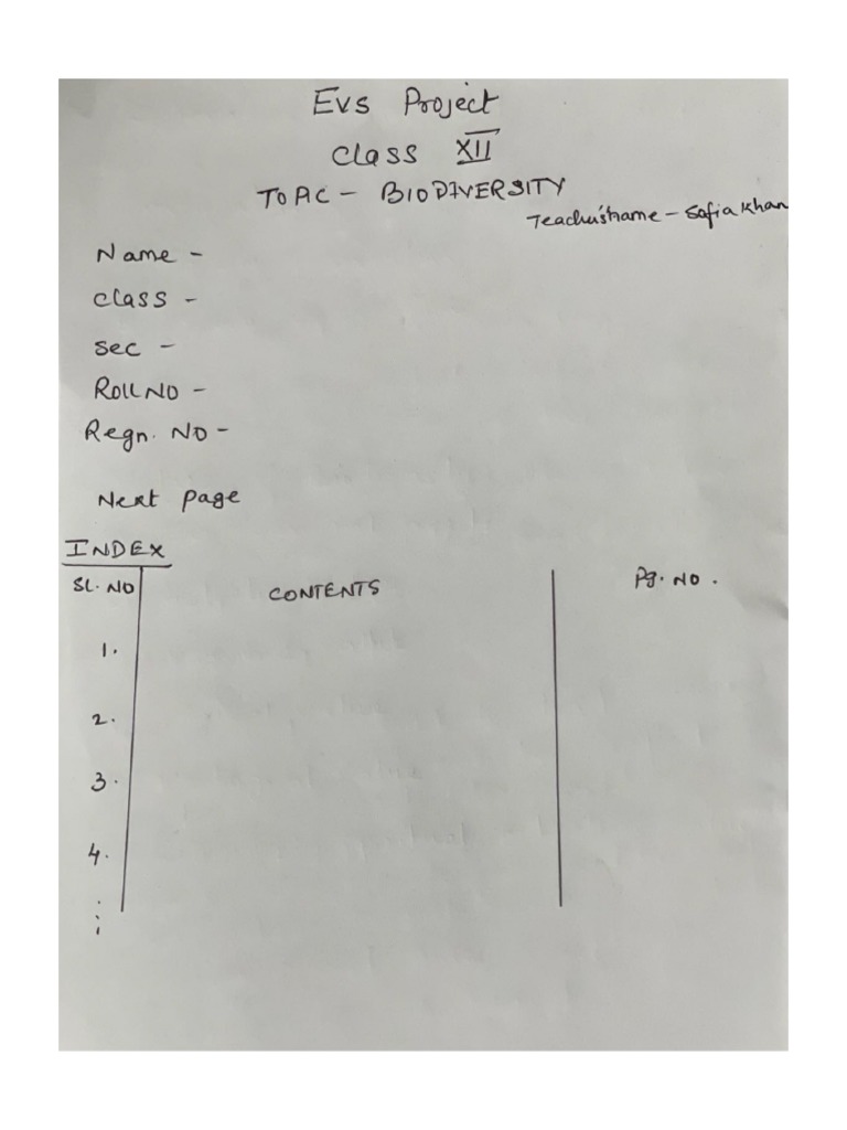 EVS Project Class 12 Biodiversity | PDF