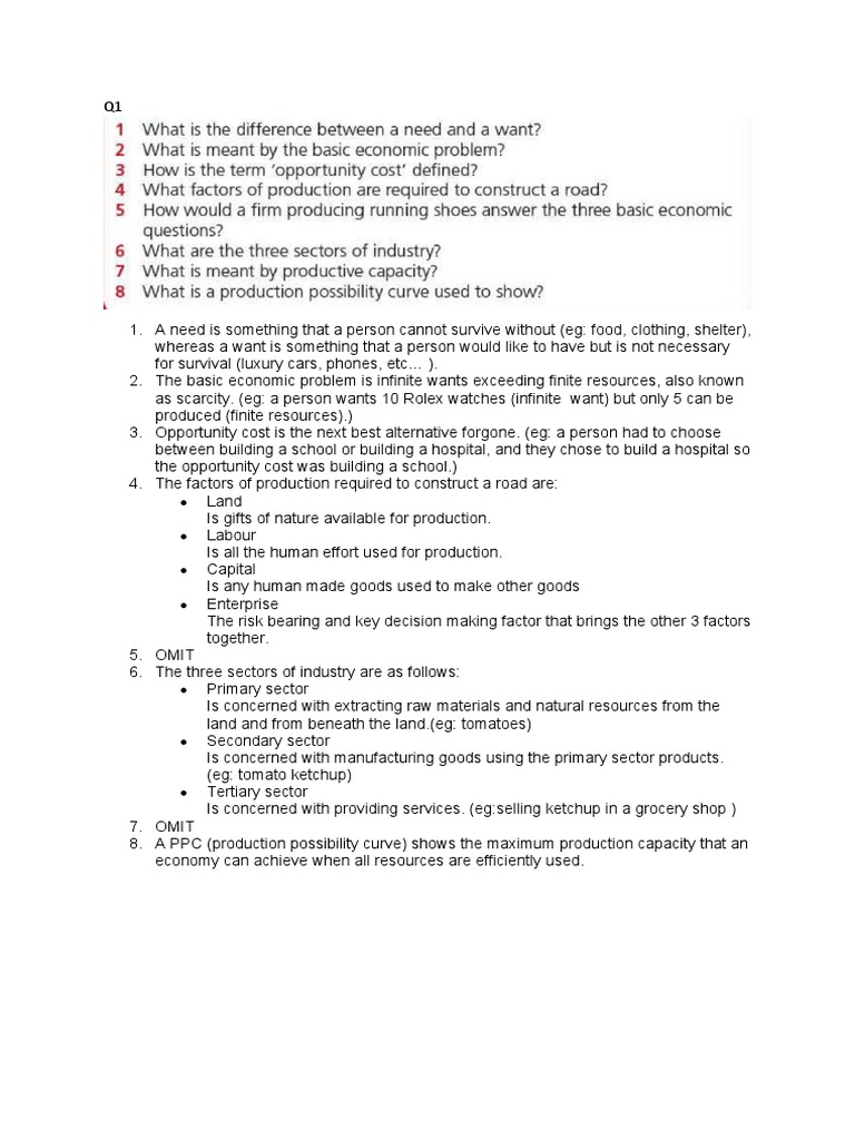 Economic Concepts: Needs, Wants, and Sectors | PDF | Demand ...