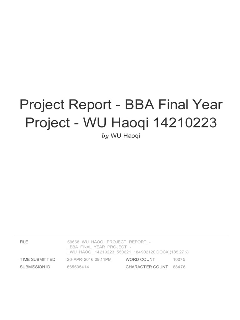 Project Report BBA Final Year Project WU PDF | PDF Project Report BBA Final Year Project WU PDF | PDF