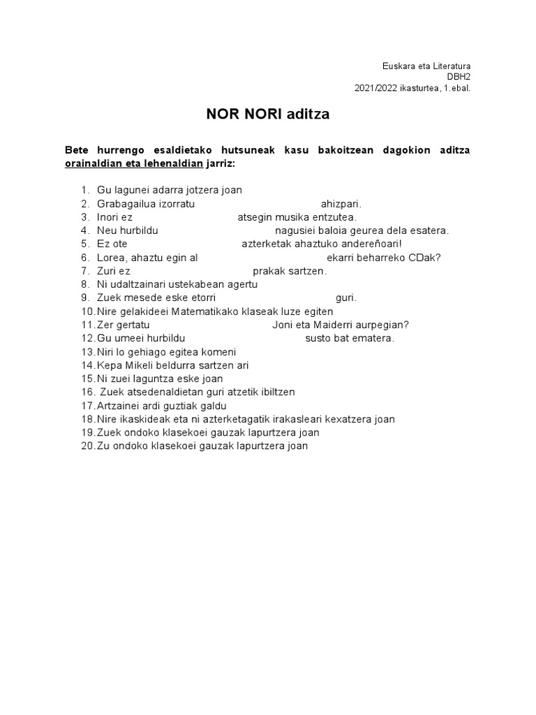 Oier Ruiz Larrea - NOR NORI Orainaldia Eta Lehenaldia | PDF