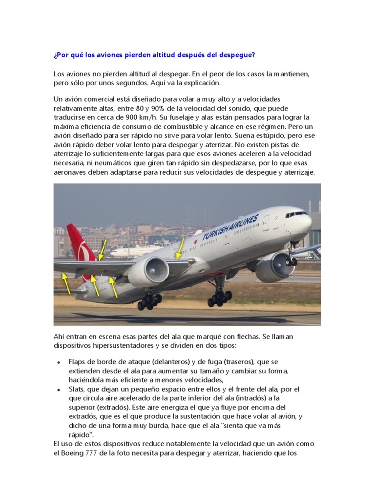 Por Qué Los Aviones Pierden Altitud Después Del Despegue | PDF | Avión | Quitarse