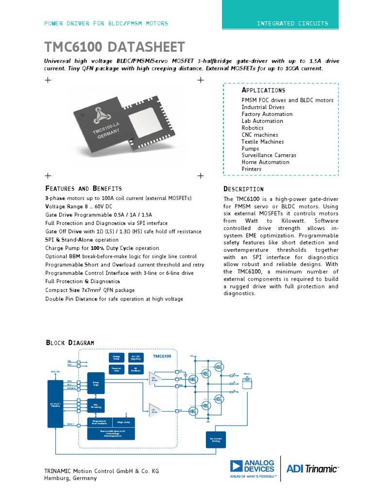 TMC6100 Datasheet Rev1.03 | PDF | Mosfet | Amplifier