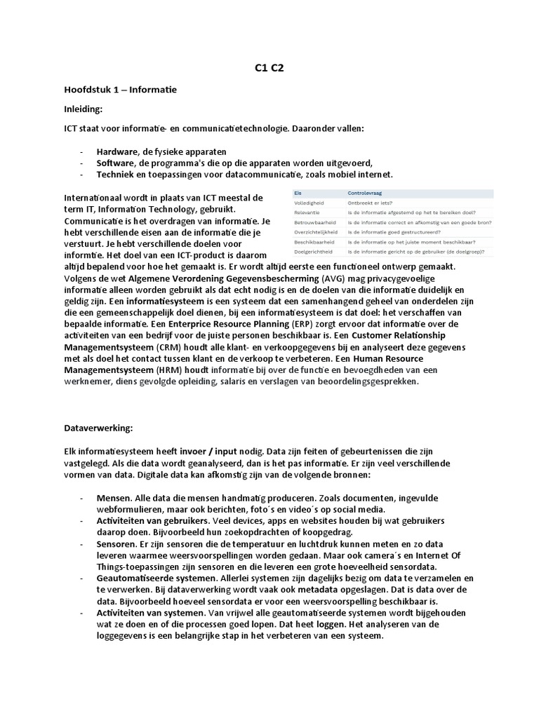 Hoofdstuk 1 - Informatie | PDF