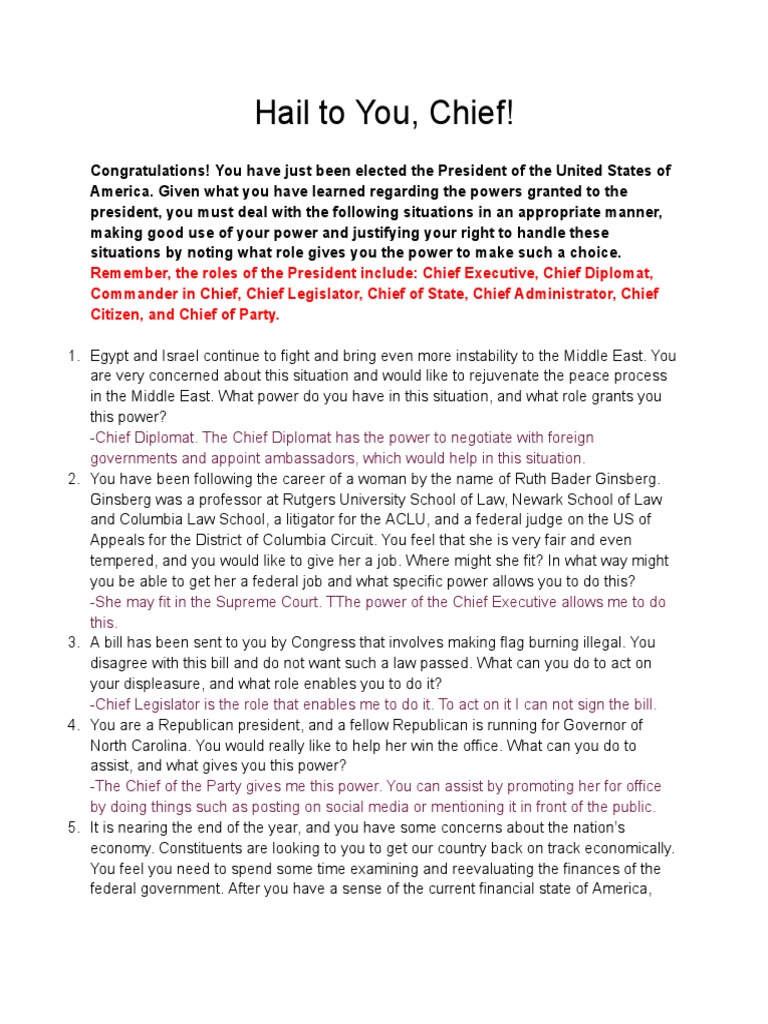 Presidential Roles and Responsibilities | PDF | United States Congress ...