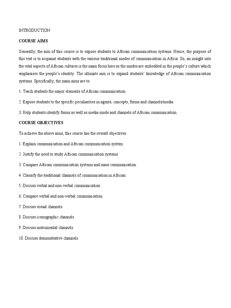 AFRICAN COMMUNICATION SYSTEM II Complete Material | PDF | Communication ...