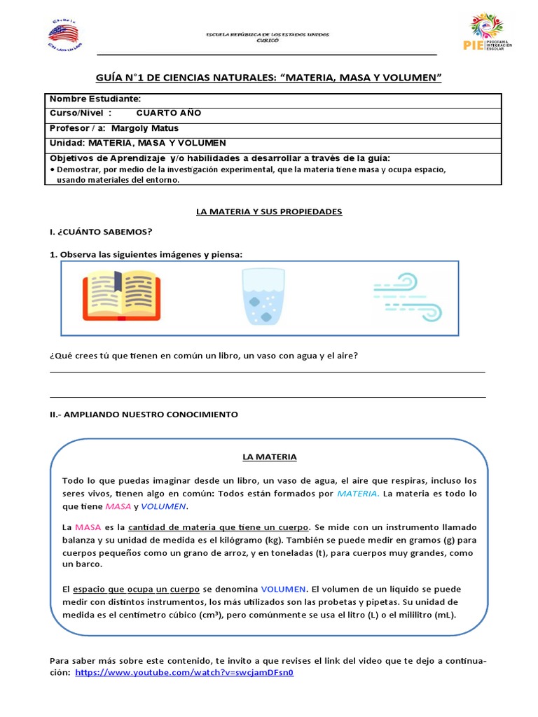 Guia Masa y Volumen | PDF | Volumen | Masa
