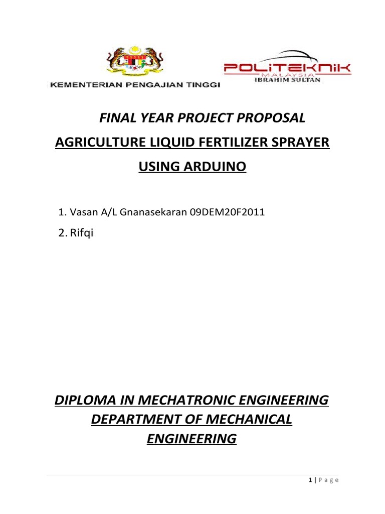 Final Year Project Proposal | PDF | Pump | Pesticide Final Year Project Proposal | PDF | Pump | Pesticide