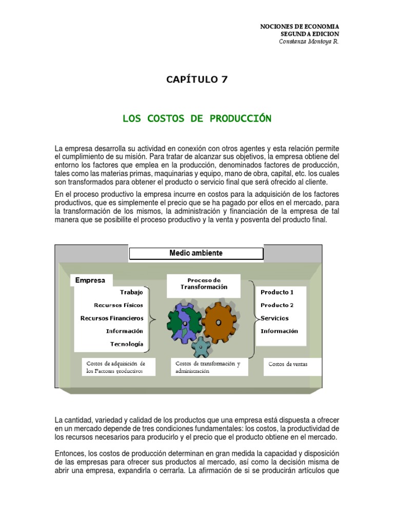 Economia .capitulo 7 Costos de producción | PDF | Costo | Costo marginal