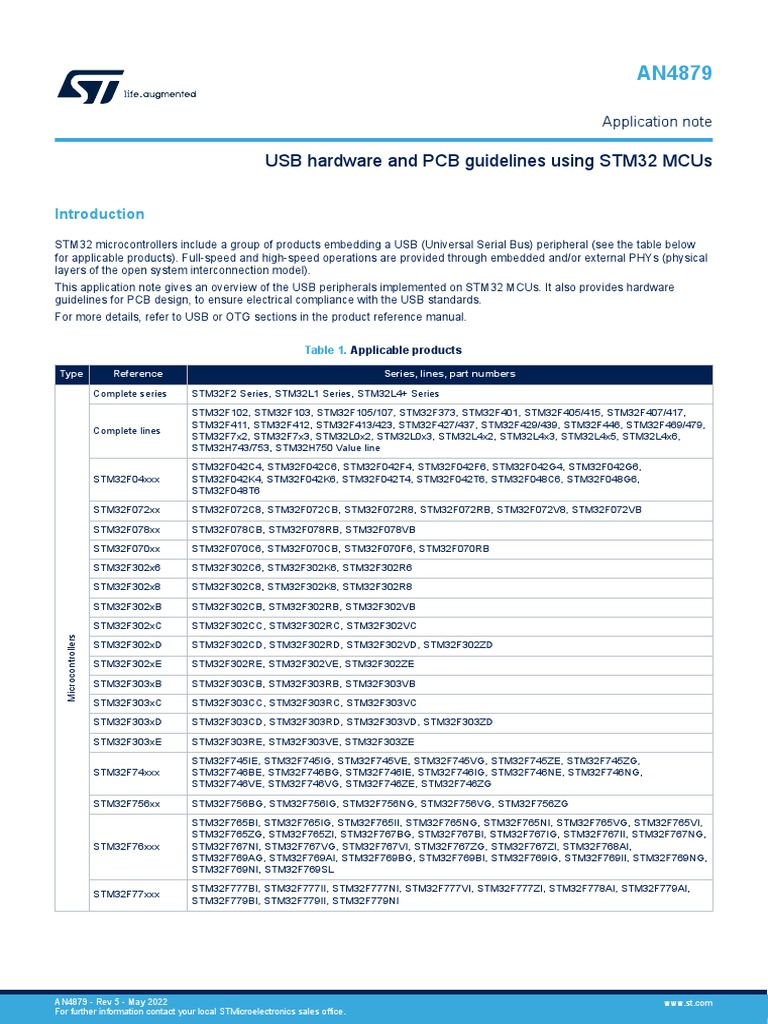 An4879 Usb Hardware And Pcb Guidelines Using Stm32 Mcus Stmicroelectronics Pdf Usb Power