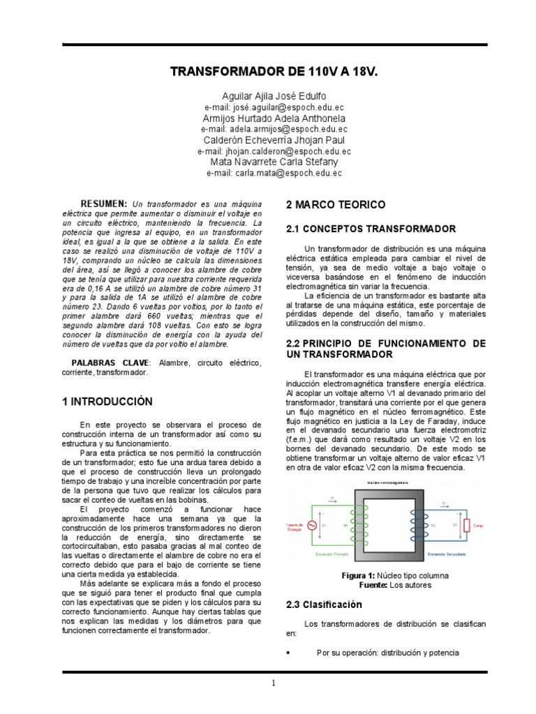 Transformador de 110V A 18V | PDF | Transformador | Inductor