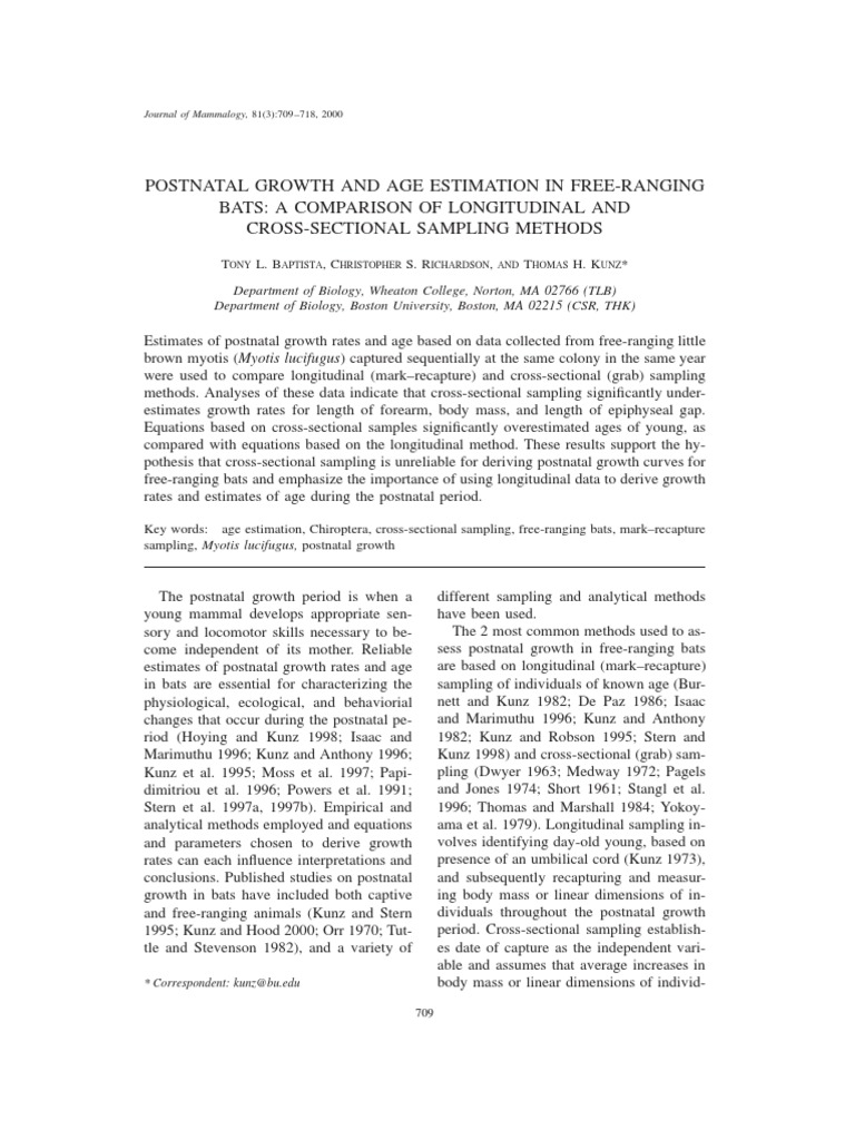 Baptista Et Al. 2000. Postnatal Growth and Age Estimation in Free ...