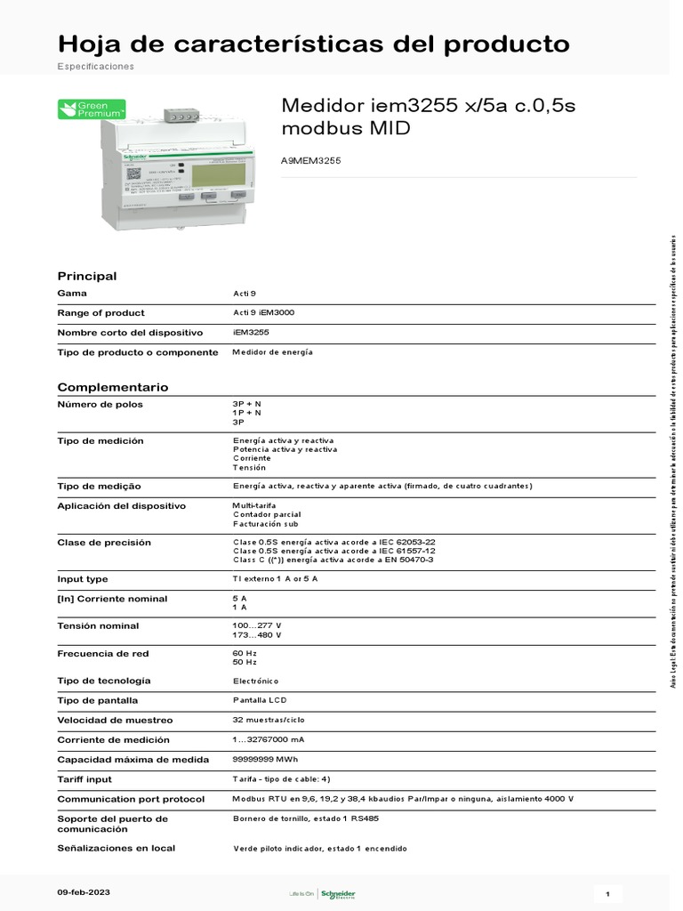 Medidor de Energía iEM3255 Especificaciones | PDF | Residuos | Metrología
