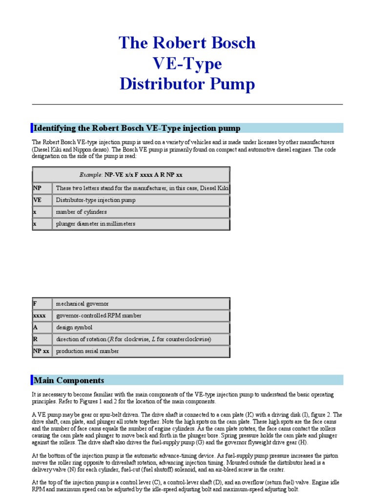 VE Type Diesel Pumps | PDF | Pump | Engines