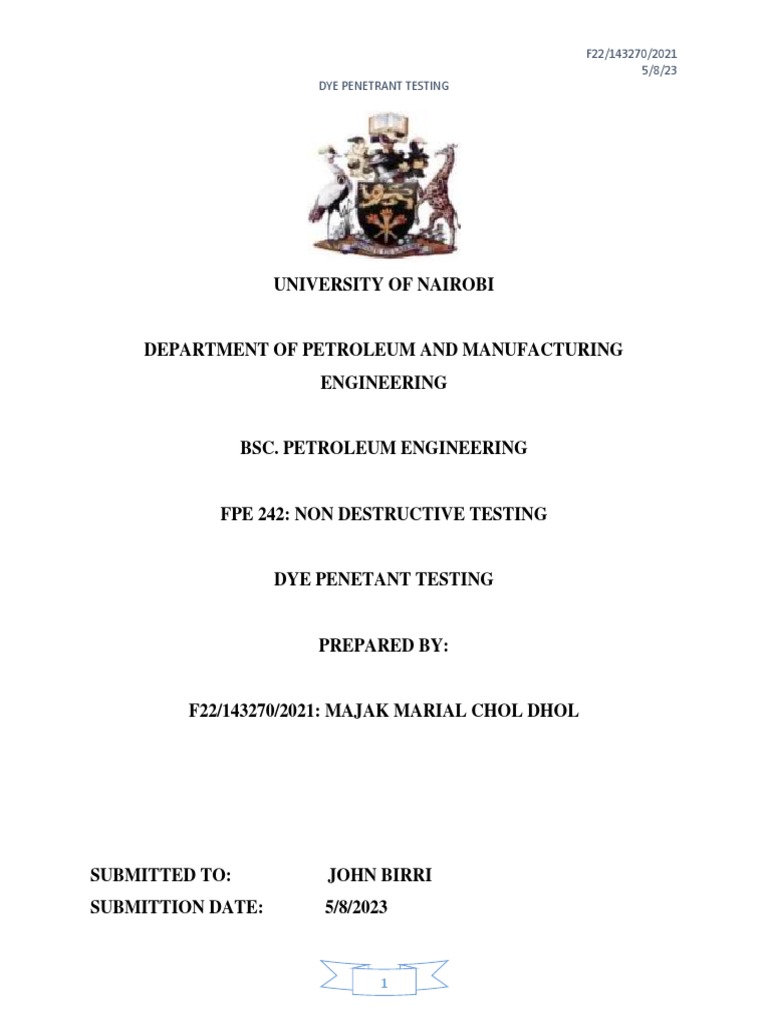 Dye Penetrant Lab Report | PDF