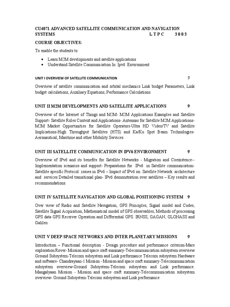 CU4071 Syllabus Final | PDF