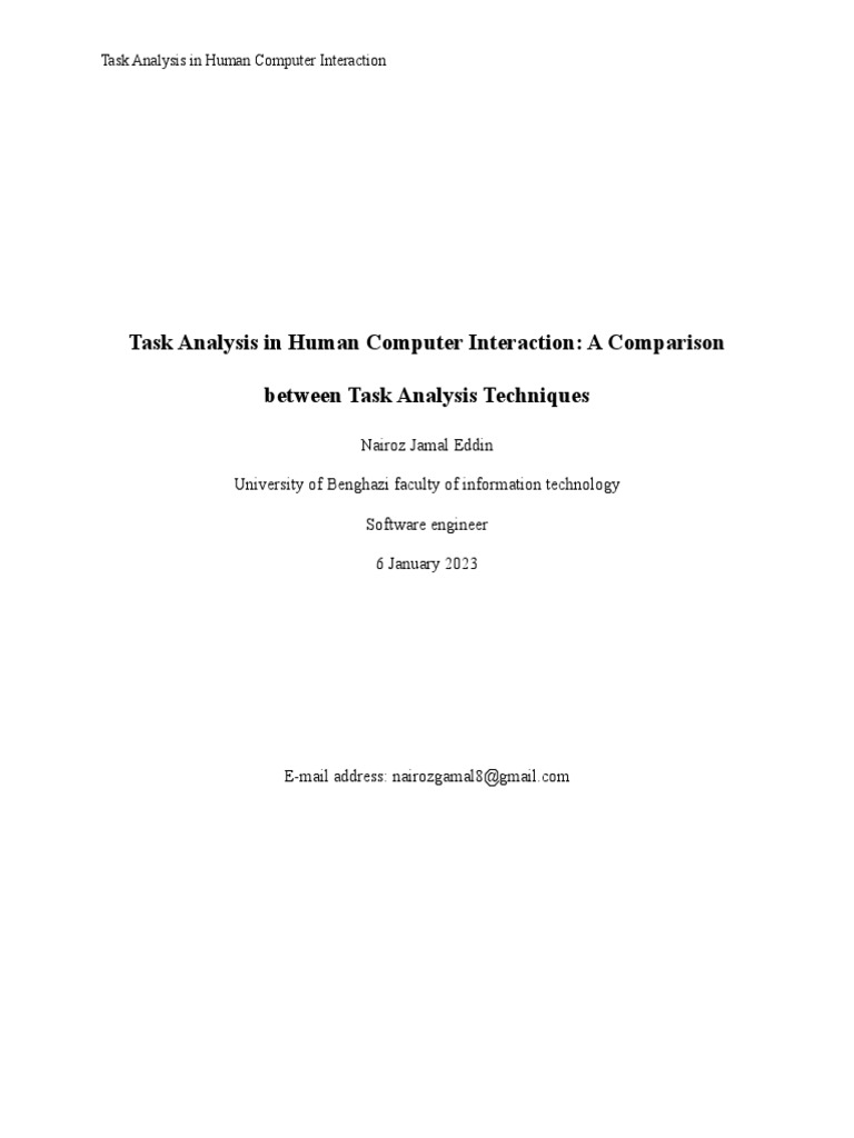 Task Analysis Hci | PDF | Human–Computer Interaction | Usability