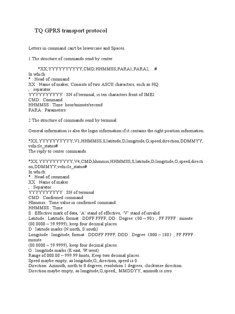 Gprs Protocol | PDF | Bit | Byte