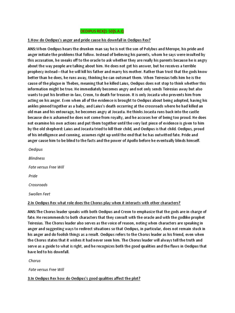 Oedipus's Pride and Anger Lead to His Downfall | PDF | Sophocles