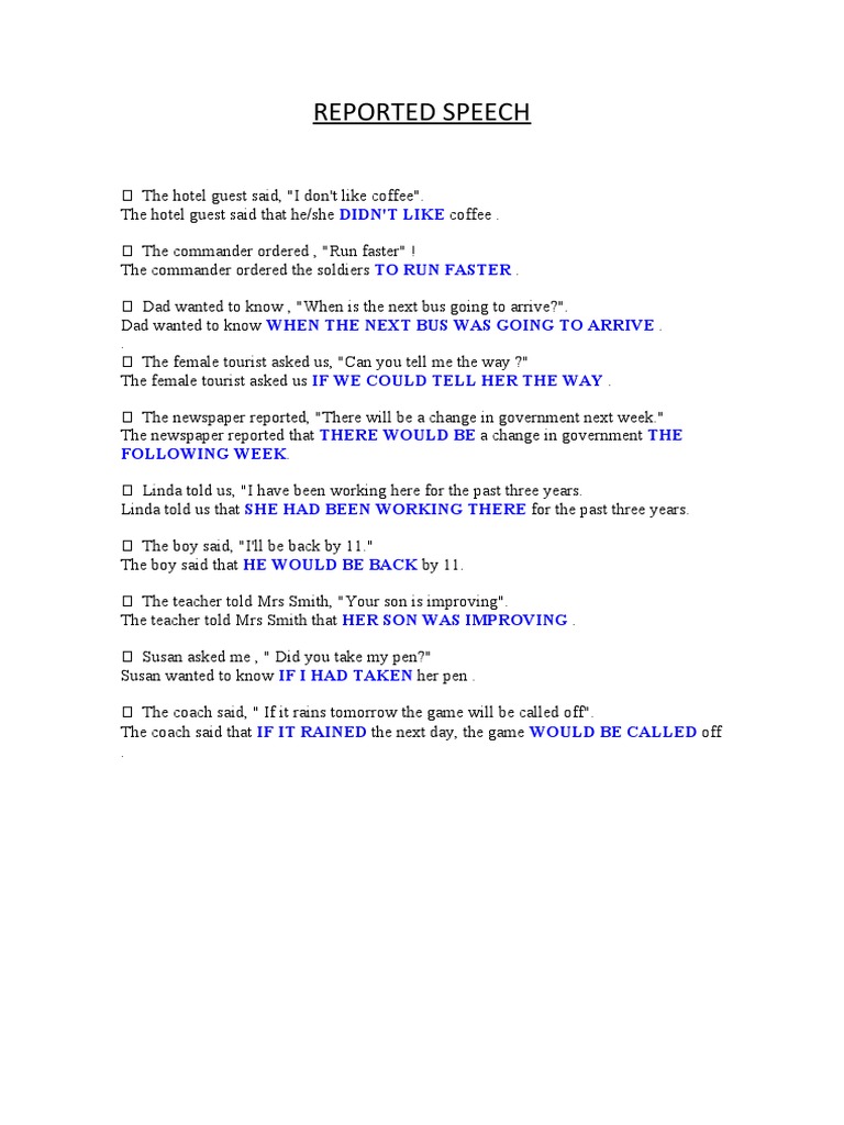 Reported Speech | PDF