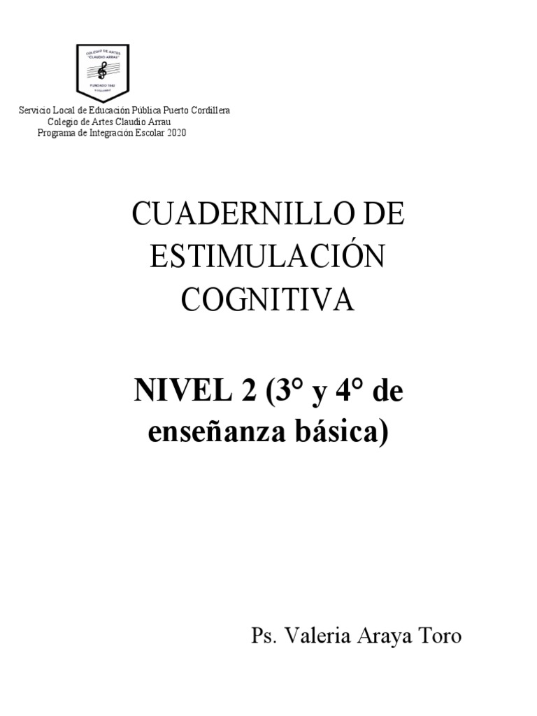 Cuadernillo de Estimulación Cognitiva 3° y 4° Básico | Descargar gratis ...
