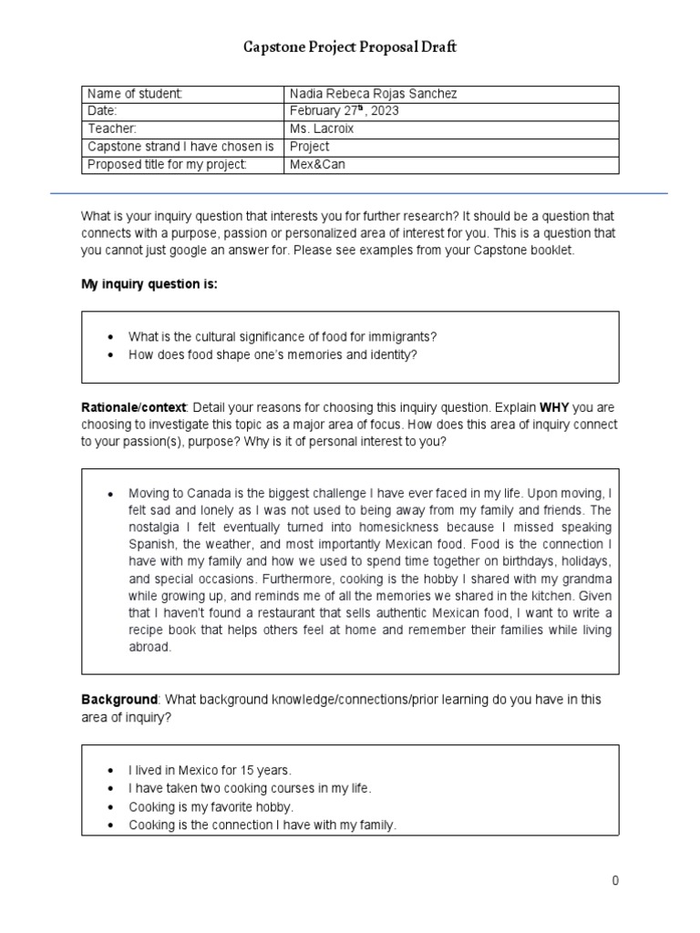 Good Copy Capstone Proposal - Becky Rojas | PDF | Mentorship | Recipe