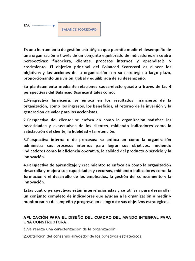 Perspectivas Del Balanced Scorecard Tales Como | PDF