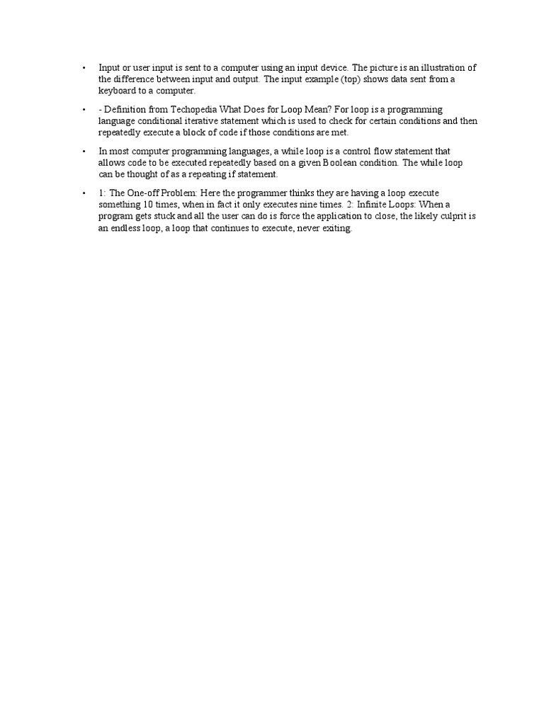 Input and output devices and loops explained | PDF