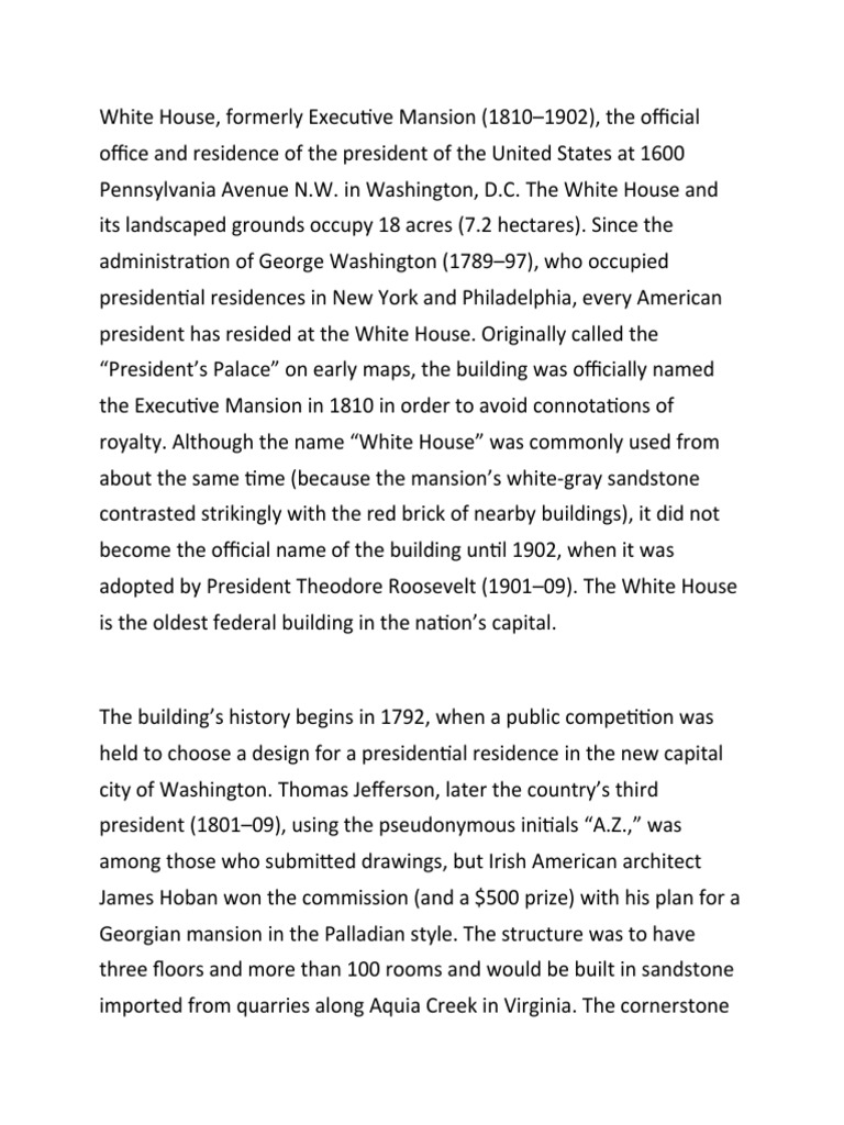 White House | PDF | White House | American Government