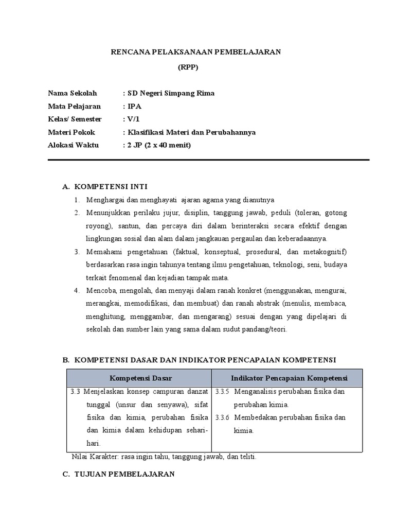 Lampiran RPP Perubahan Fisika Dan Kimia Diskusi 5 Irma Arpiana | PDF | Karier & Perkembangan